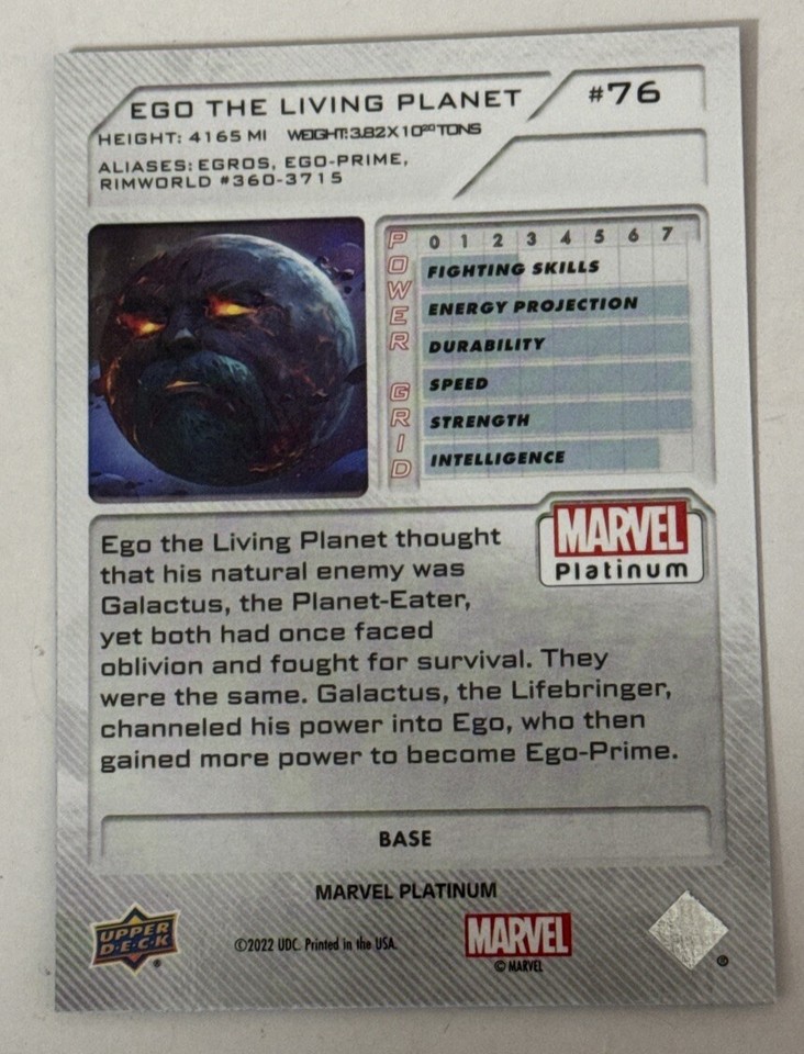EGO THE LIVING PLANET 2023 Upper Deck Marvel Platinum #76 Base Card | eBay