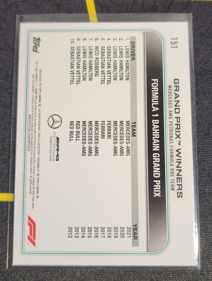 2022 Topps Formula 1 Lewis Hamilton #151 Grand Prix Winner Bahrain ...