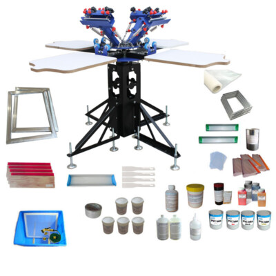 Full Set 4 Color 4 Station Silk Screen Printing Kit with Printing ...
