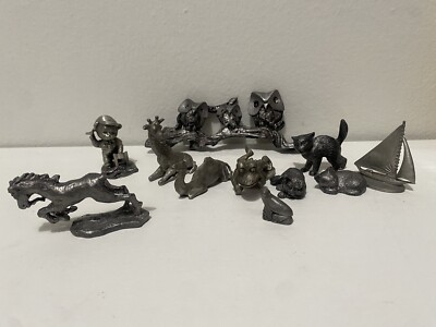 Lot of 11 Miniature Pewter Figurines, Some with Markings | eBay