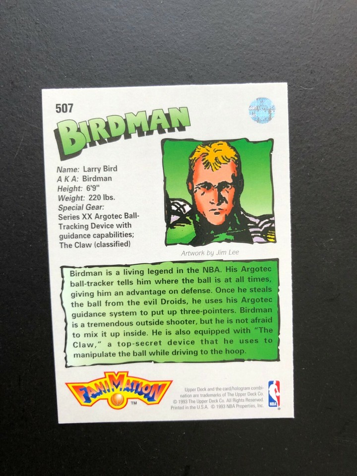 1993 LARRY BIRD-"BIRDMAN" Upper Deck Basketball Card # 507 Made in USA ...
