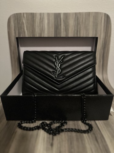 YSL Saint Laurent Black Chain Purse BLACK Women crossbody bag | eBay