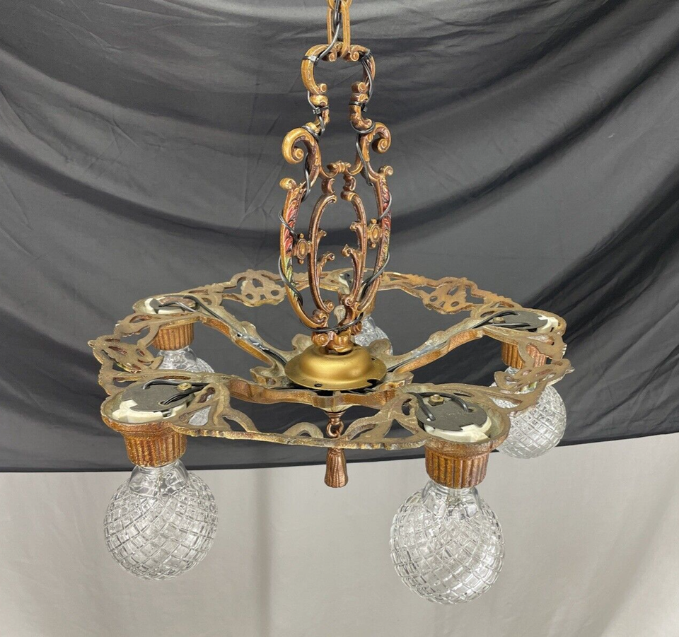 REWIRED Markel Antique Vtg Arts Crafts Deco Mission Polychrome ...