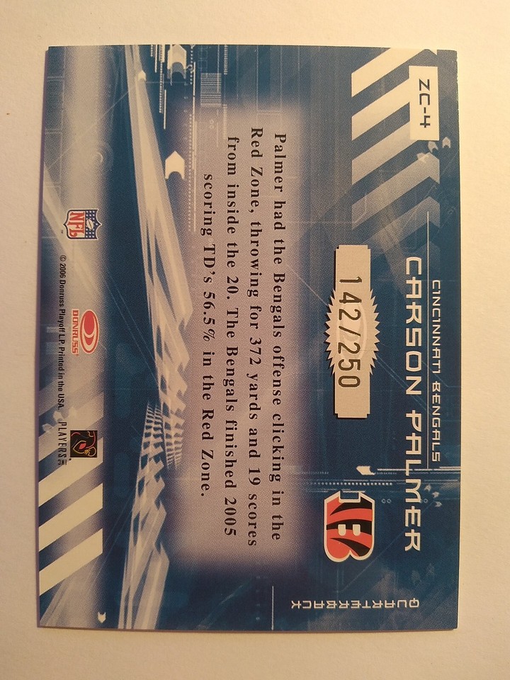 Carson Palmer 2006 Donruss Elite Zoning Commission Red #zc-4 142/250 | eBay