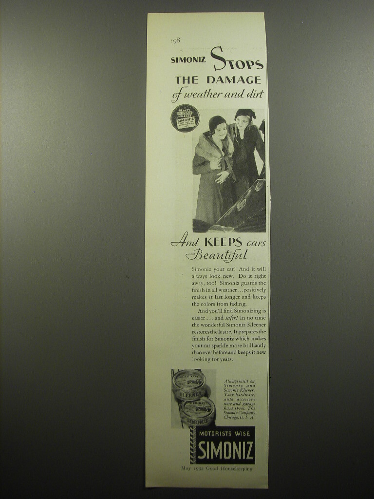 1932 Simoniz Car Wax Ad - Simoniz stops the damage of weather and dirt ...