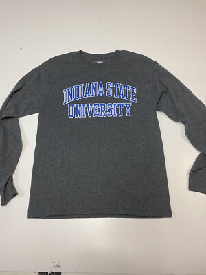 Indiana State shirt Champion Men’s Long Sleeve Gray Spellout Shirt Size ...