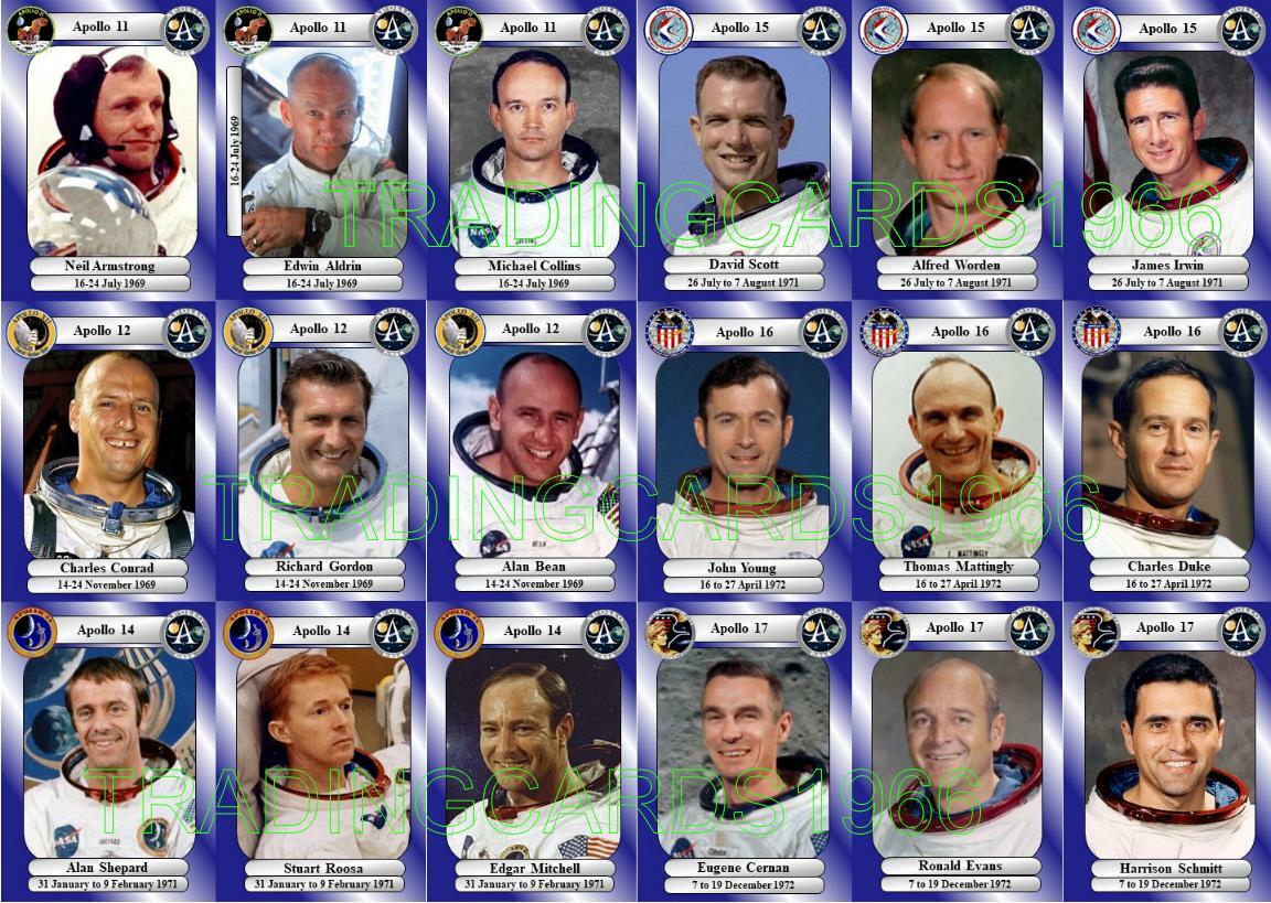 Apollo Moon Landings Trading Card Set (NASA Armstrong Shepard Lunar ...