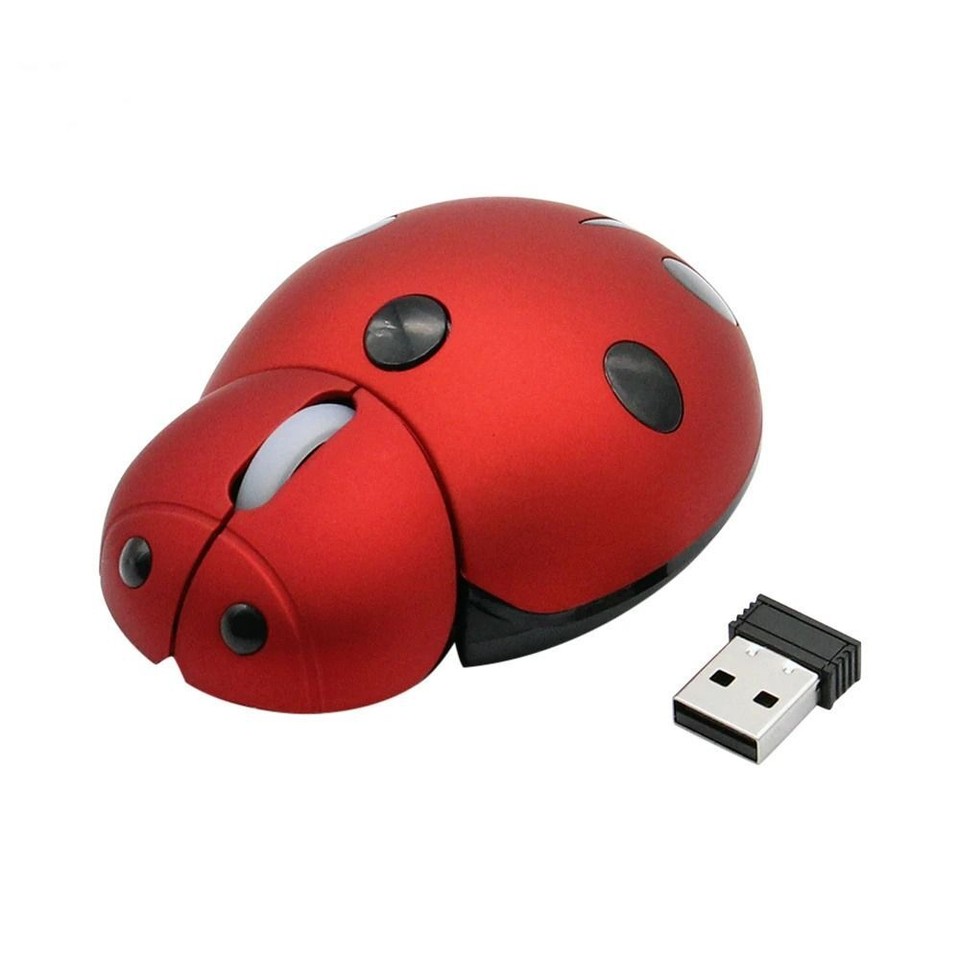 Ladybug Shape Ergonomic Mice Computer Mouse USB Animal Mause Wireless ...