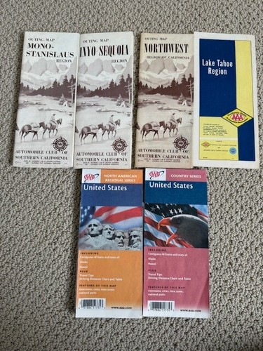 AAA Outing & Travel Maps- California- Lot of 6 -1960's-1970's | eBay