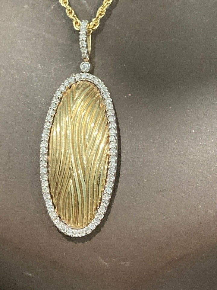 Ross Simons 14k Solid Gold & Diamond Huge Openwork Pendant Necklace | eBay