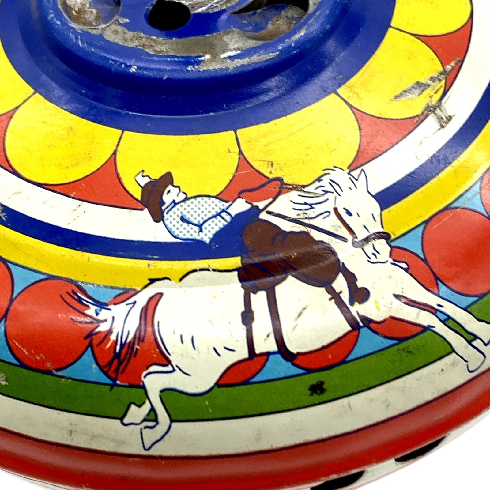 Vintage Antique Choral 4" Spinning Whistle Top All Metal Tin Toy ...