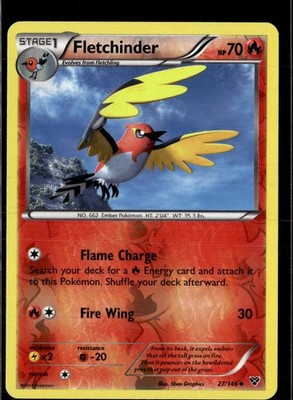 Pokemon Fletchinder 27/146 XY Base Set Reverse Holo Uncommon LP | eBay