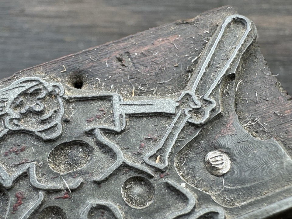Antique letterpress PRINTING BLOCK Baseball Player Holding Bat Arms ...