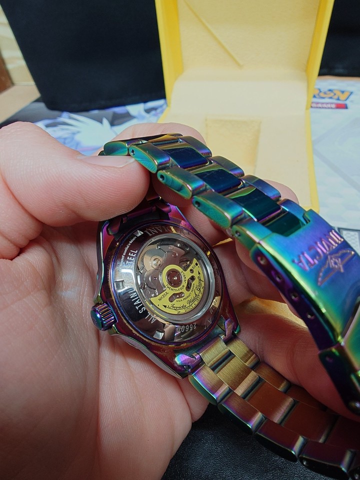 Invicta 40mm Pro Diver Iridescent Automatic Date Black Dial SS Watch ...