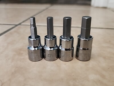 Husky Hex Socket Set 3/8" Drive 4 Pc Piece Bit Allen Key Metric MM 5/16 ...