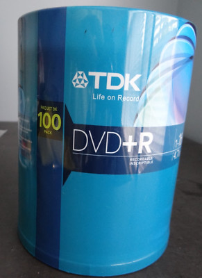 TDK DVD+R Recordable 1-16X 4.7Gb 100 Pack Spindle NEW Factory Sealed | eBay