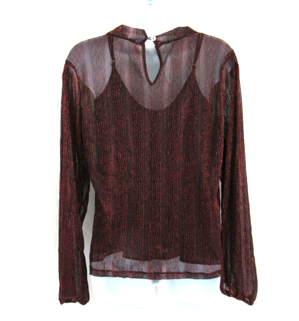 Sweet Rain Womens M Shiney Metallic Red Sheer Top with Apt. 9 Black ...