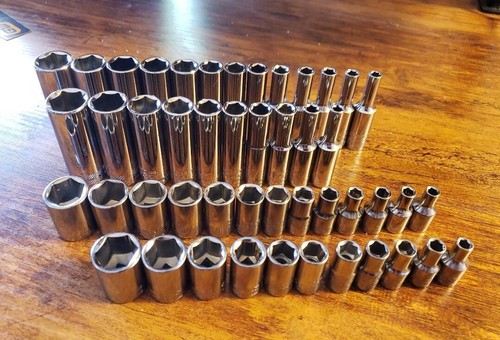 CRAFTSMAN 47pc Short & Deep 1/4 SAE METRIC MM 6pt ratchet wrench socket ...