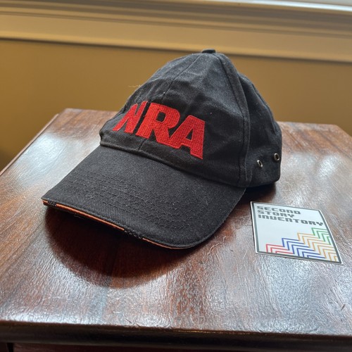 NRA Ball Cap Hat Black & Red Stars & Stripe Brim Edge Strap & Buckle ...