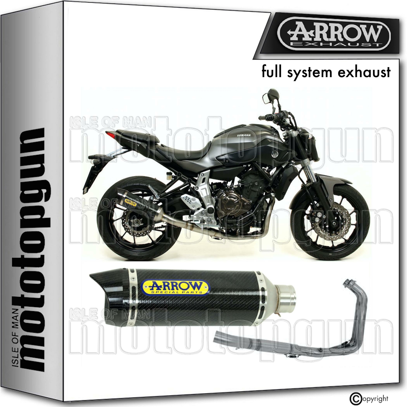ARROW HOM NOCAT FULL SYSTEM EXHAUST THUNDER CARBON C YAMAHA MT07 MT 07 ...
