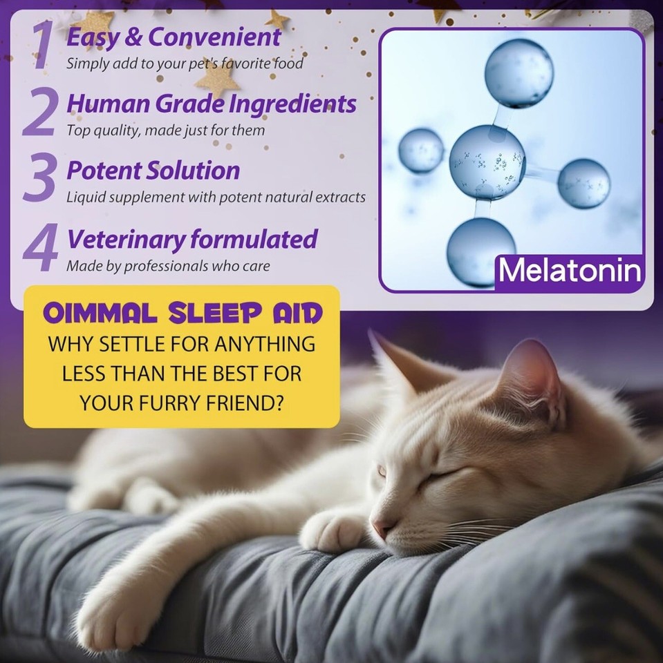 Melatonin for Cats, Sleep Aid for Cats Supports Cat Stress & Anxiety ...