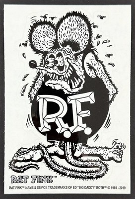 Large B/W Rat Fink STICKER Decal Black/White Big Daddy Ed Roth Official ...