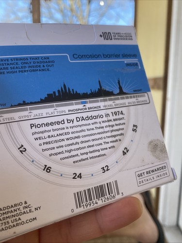DAddario EJ16-3D Phosphor Bronze Light Gauge Guitar Strings .012-.053 ...