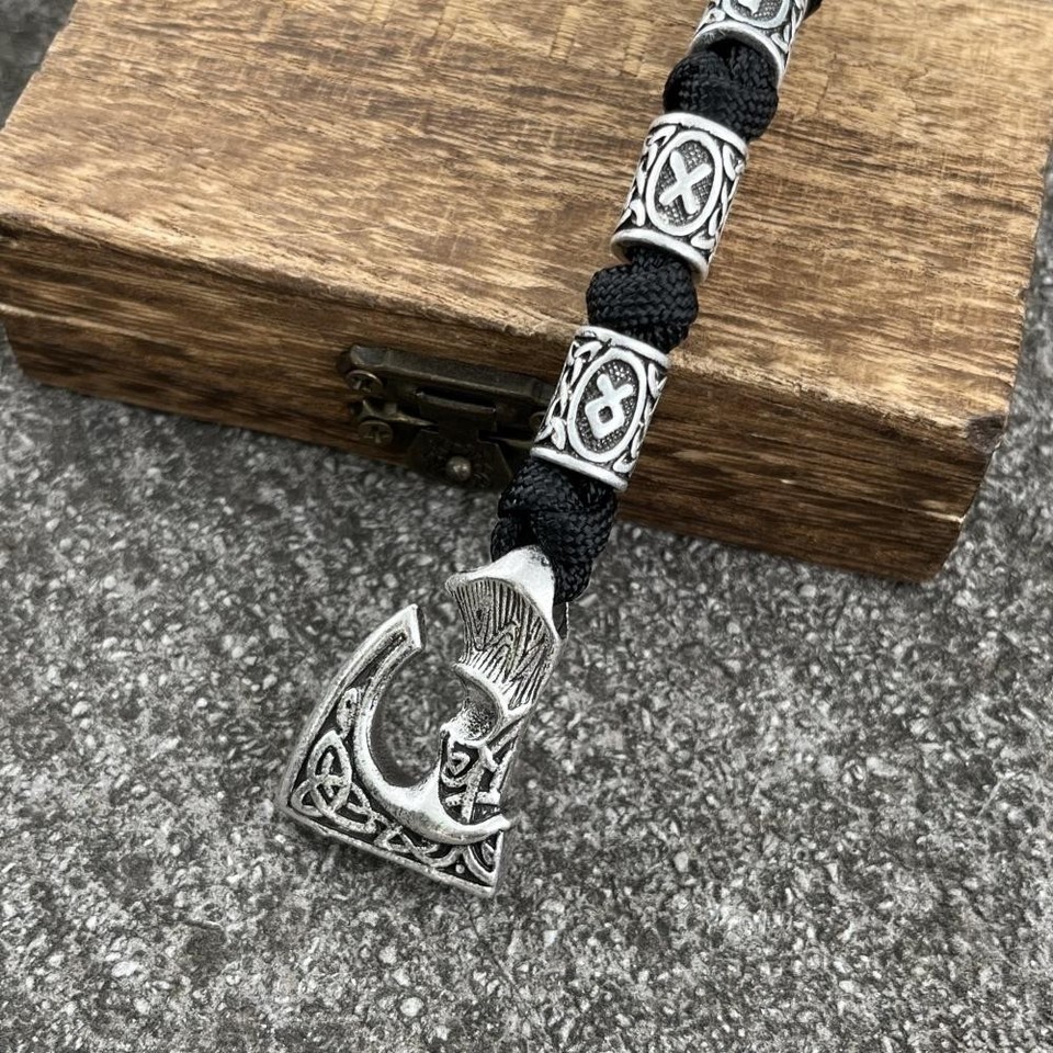 Slavic Perun Axe Paracord Bracelet for Men Handmade Braided Rope Viking ...