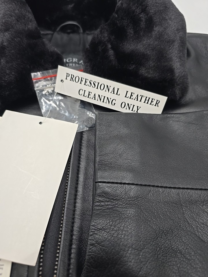 Centigrade Womens Leather Jacket Medium Faux Fur Collar Black Lined ...