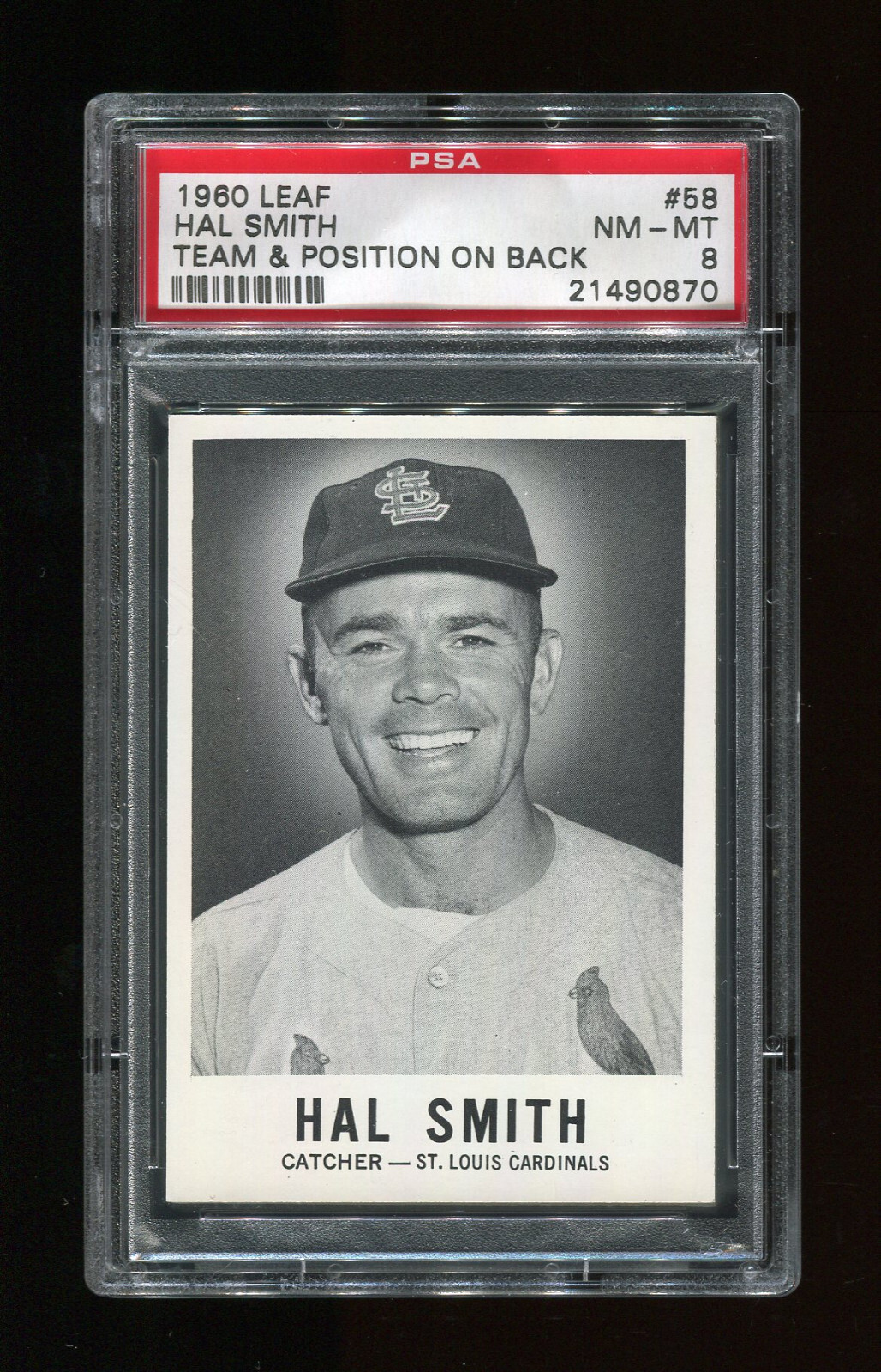 HAL SMITH 1960 LEAF #58 - PSA 8 NM-MT - TEAM & POSITION ON BACK ...