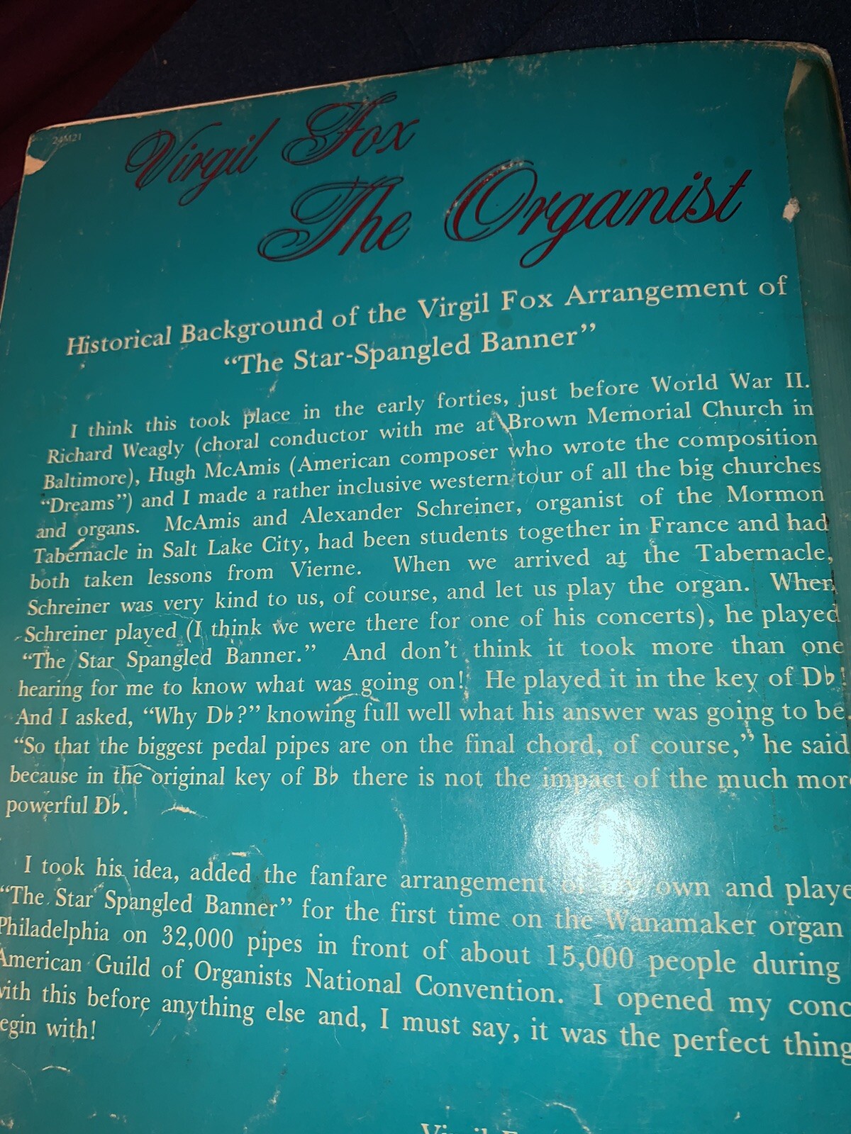 VIRGIL FOX THE ORGANIST Sheet Music Bradley Pub. 1980 12 Classical ...