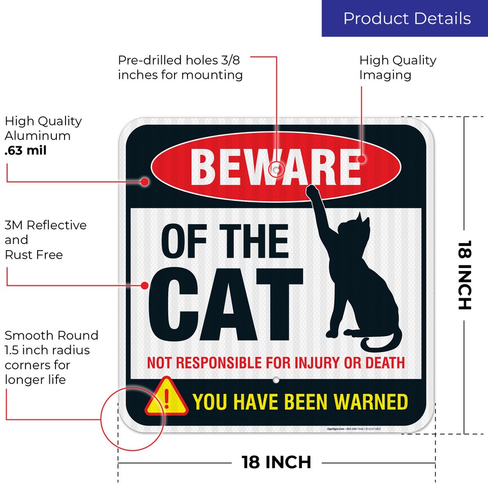 Beware of Cat Sign, Funny Attack Cat Sign, | eBay