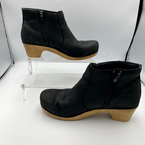 Dansko Maria Women's 9.5-10 Bootie Black Leather Side Zip Round Toe ...