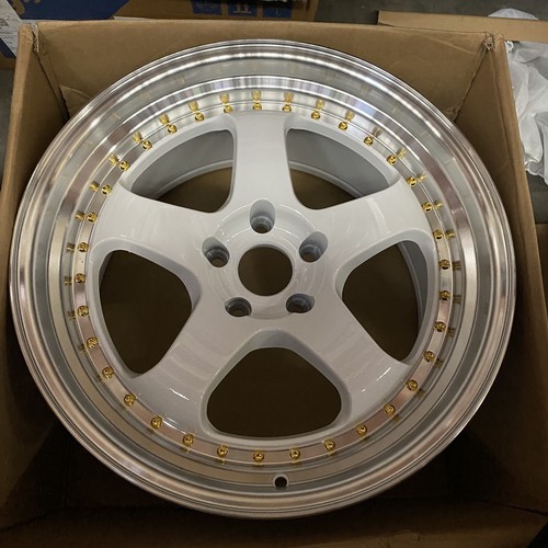 New 18” Staggered Set White 5 Spoke Step Lip Wheels Rims 18x9.5/10.5 ...