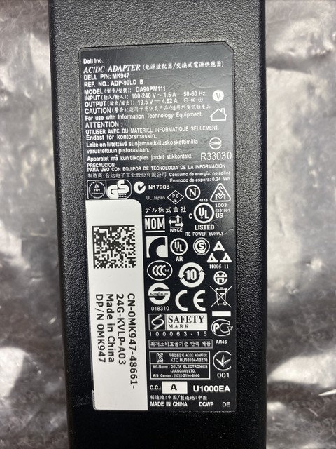 Genuine Dell 90w AC Adapter Charger Da90pm111 La90pm111 -jj for sale ...