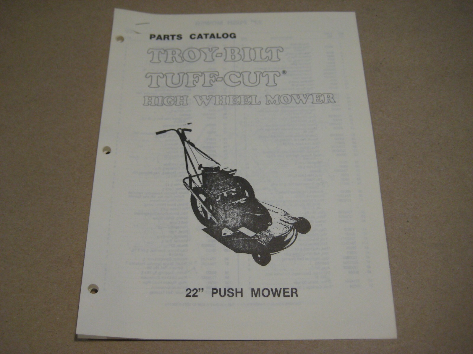 TROY-BILT TUFF-CUT HIGH WHEEL MOWER 22" PUSH MOWER PARTS CATALOG | eBay