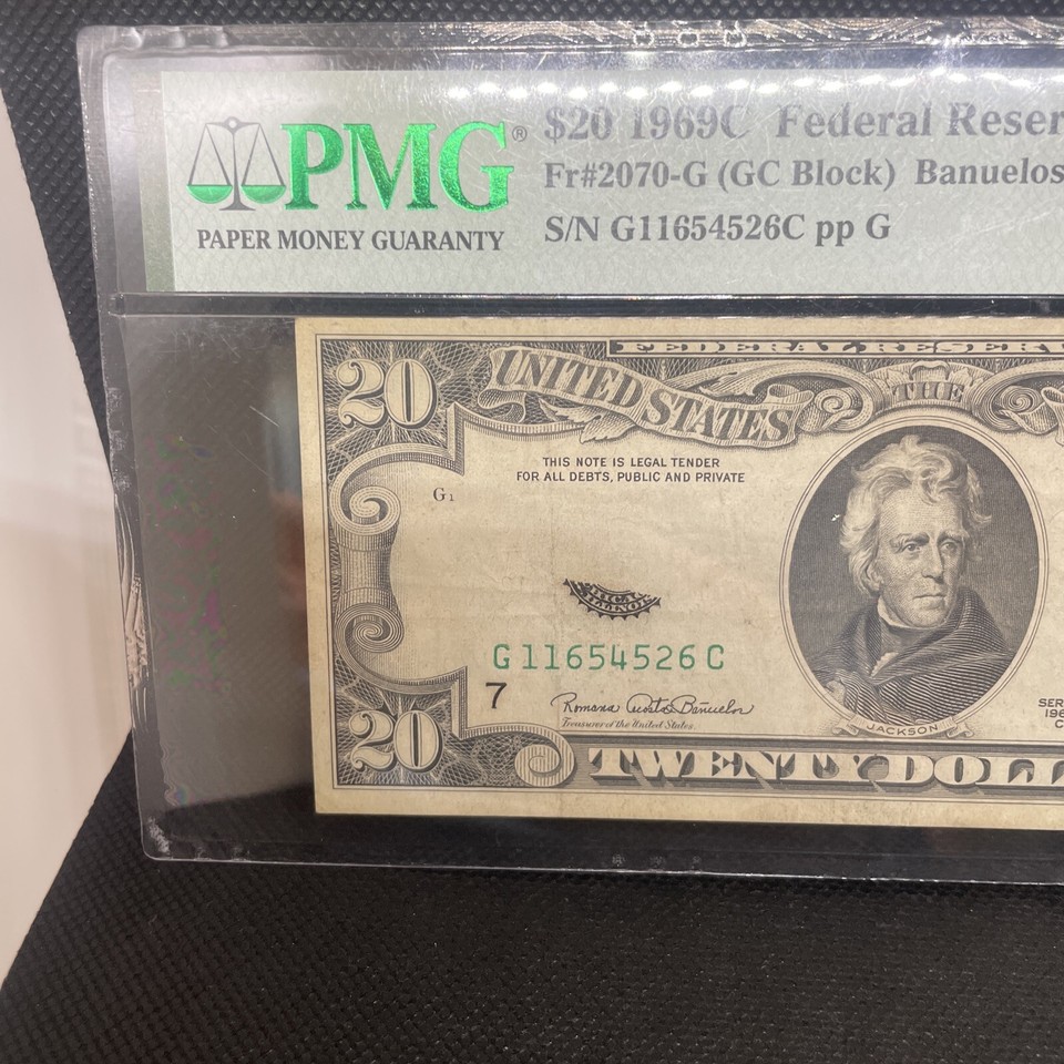 1969 C $20 Federal Reserve Note Chicago Insufficient Inking Error PMG 30 Very Fi | eBay