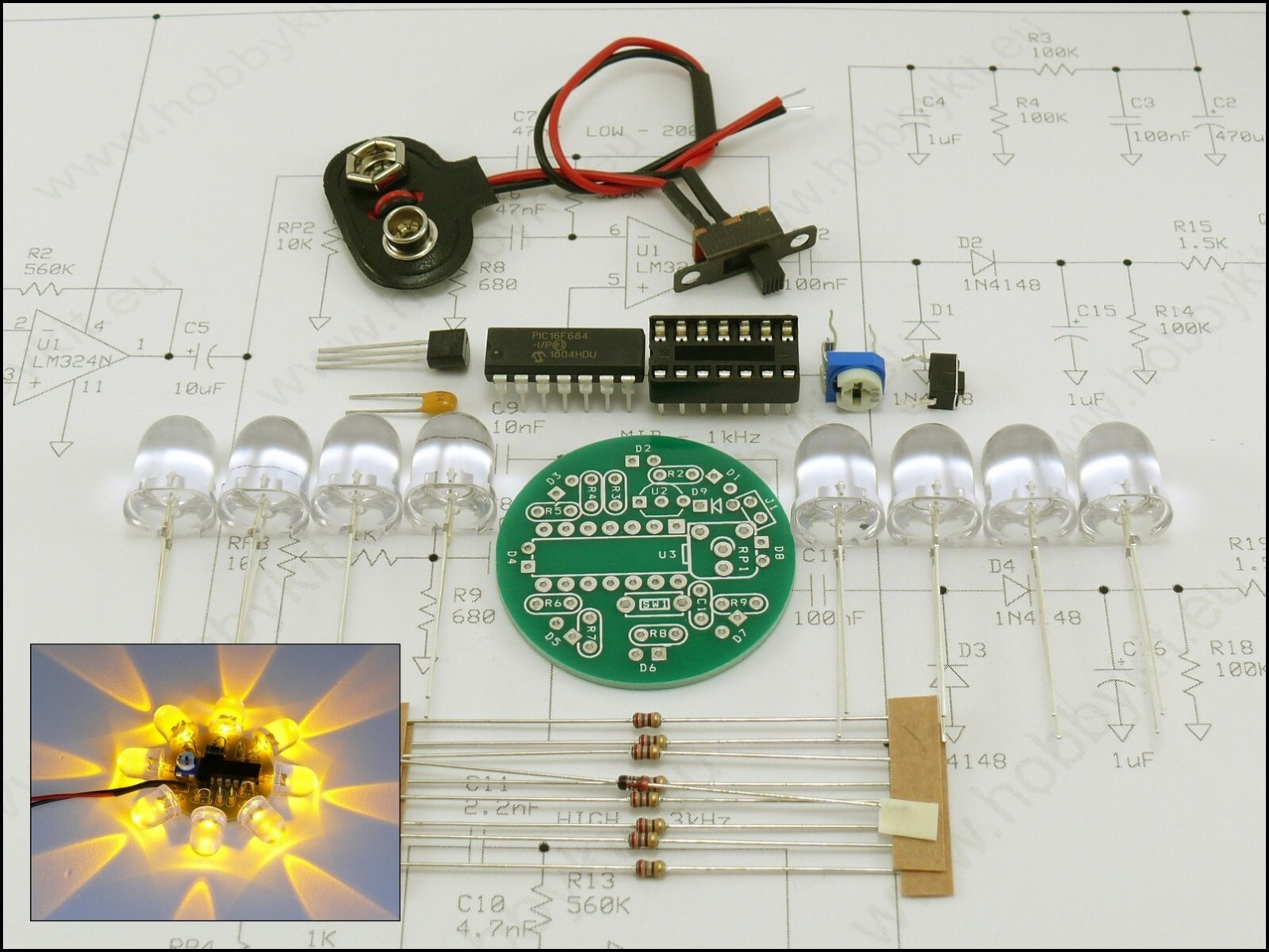 LED Light Chaser Beacon Round Sequencer Scroller DIY Assembling - 8x ...