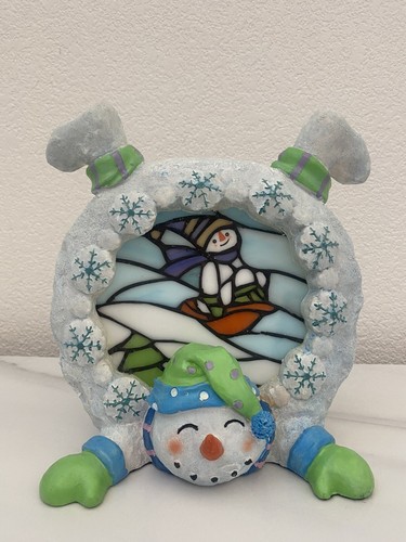Cracker Barrel Snow Days Stained Glass Snowman Light | eBay