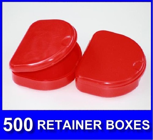 500 Red Denture Retainer Box Orthodontic Dental Case Mouth Bleach Brace ...