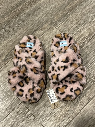 NWT Toms Women's Spanish Villa Cheetah Faux Fur Pink Slip On Slippers ...