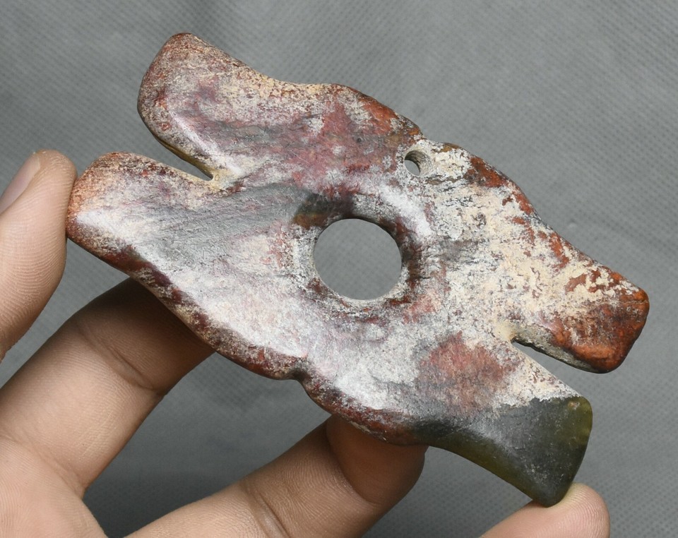 9CM Chinese Hongshan Culture Old Jade Carving “ Gou Yun Pei ” YuBi Yu ...