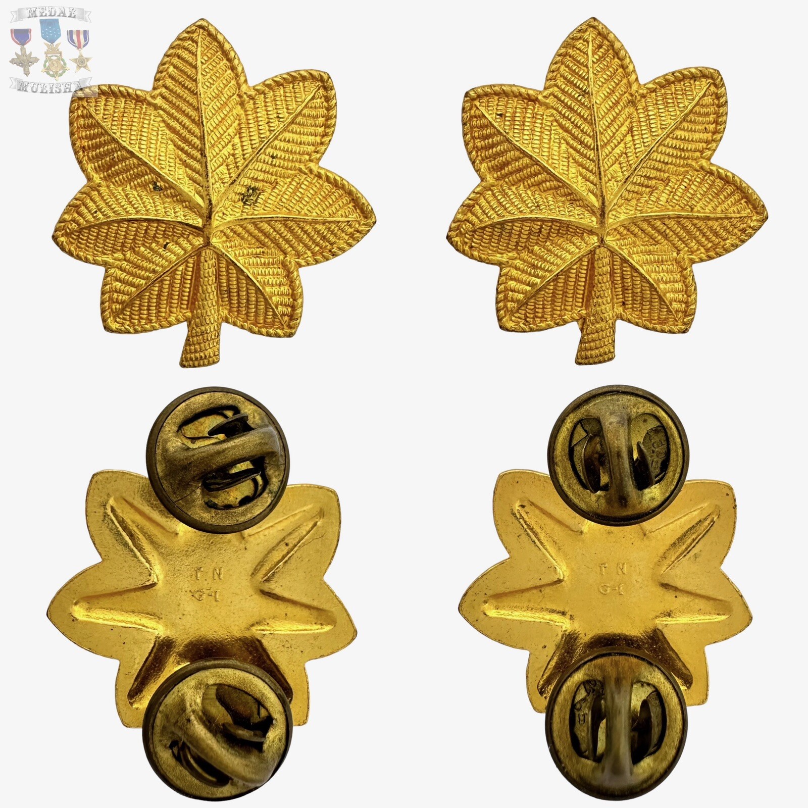 VIETNAM WAR ARMY MAJOR OFFICER RANK OAK LEAF INSIGNIA 1-1/8” x 1-1/16 ...