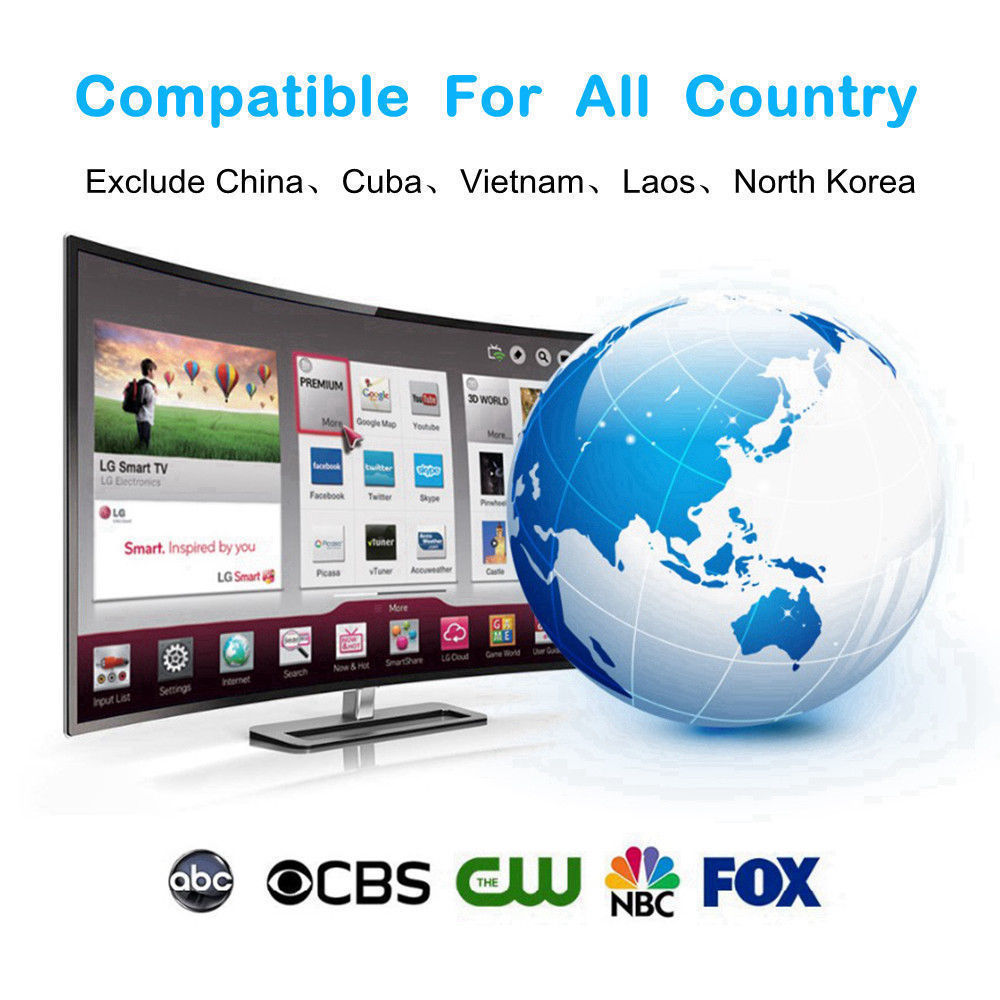 Flat Indoor Digital TV Antenna 5700Miles Range 1080P Signal Booster ...