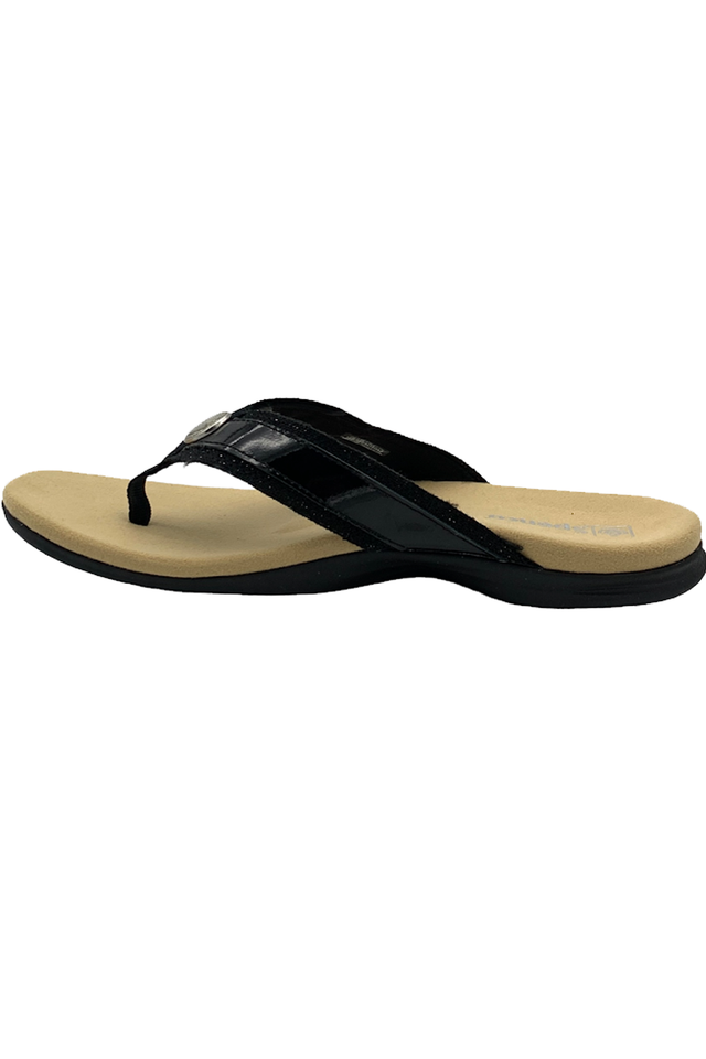 Spenco Orthotic Leather Thong Sandals Sutton Flip Black | eBay