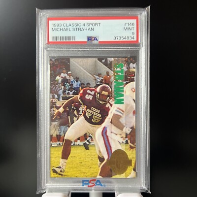 1993 Classic 4 Sport MICHAEL STRAHAN Giants #146 Rookie RC PSA 9 Mint ...