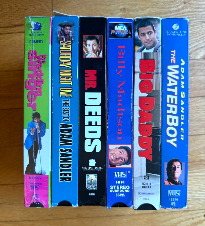 ADAM SANDLER VHS Lot 6 - Mr. Deeds WATERBOY Wedding Singer (new) DADDY ...