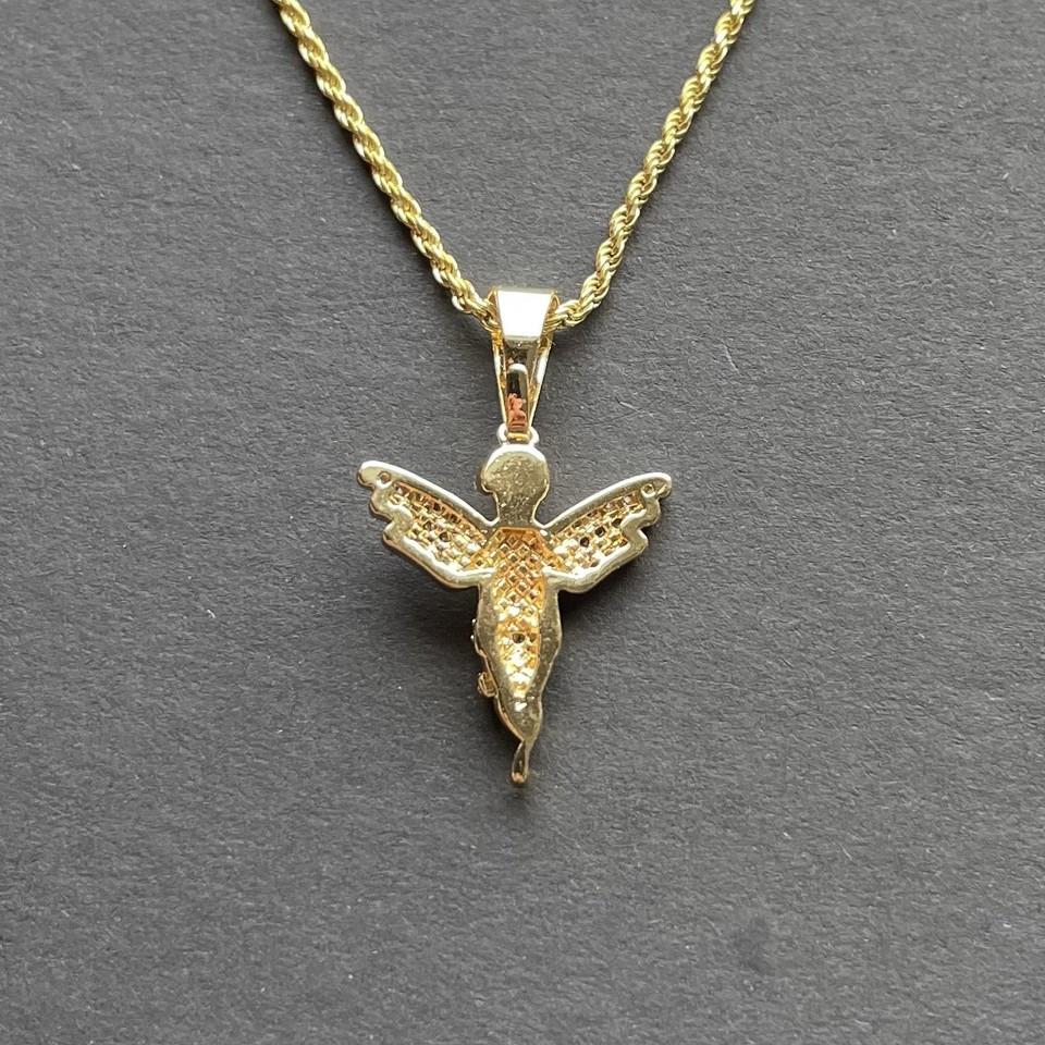 Gold Chain 14k Gold Vermeil Men’s Women’s Rope 20in 2mm and Mini Angel ...