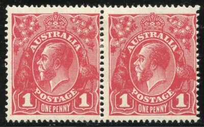 1d KGV Acsc 74(4)f,g LMW WMK CARMINE ROSE *WATTLE LINE & NICK IN THE ...