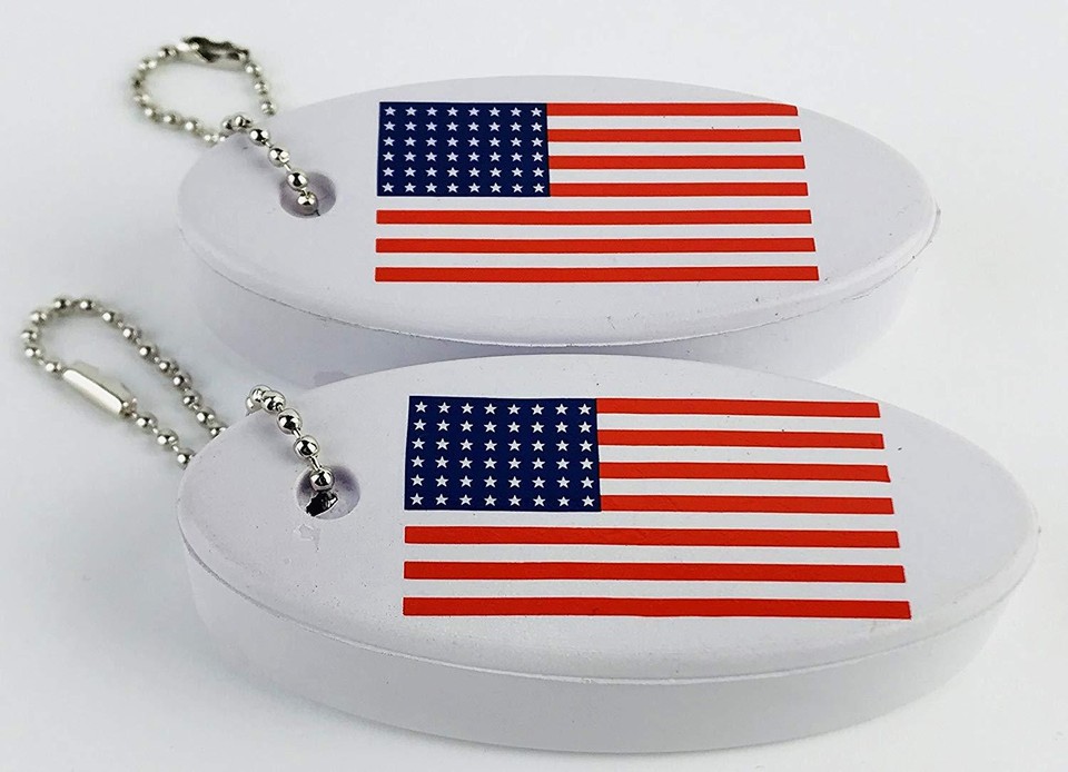 Floating Key Chain with American Flag Logo - Boat Key Float Key USA ...